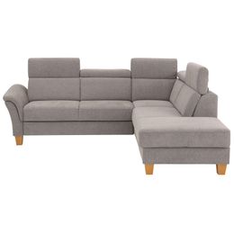 Ecksofa Home Affaire, B:247cm H:84cm T:217cm, braun, 100% Polyester, Wohnzimmer, Sofas, "Conville L-Form", Federkern, wahlweise mit Bettfunktion und
