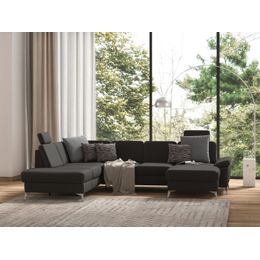 Sit & More Wohnlandschaft SIT & MORE, B:340cm H:89cm T:228cm, grau, Sofas, "Padua U-Form", inklusive Sitztiefenverstellung, Armteilfunktion und Federkern