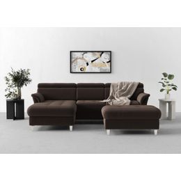 Sit & More Ecksofa SIT & MORE, B:257cm T:166cm, braun, 98% Polyester, 2% Polyamid, Wohnzimmer, Sofas, "Marano L-Form", inklusive Kopfteilverstellung, wahlweise
