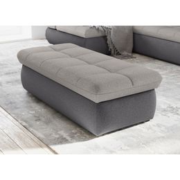 Polsterhocker DOMO collection, B:136cm H:43cm T:64cm, grau, 100% Polyester, Hocker, "Moric", inklusive Stauraum