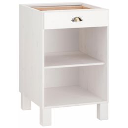 Unterschrank Home Affaire, B:50cm H:83cm T:57cm, beige, Massivholz, Küche, Schränke, "Oslo", 50 cm breit, ohne Arbeitsplatte, 1 Schublade, 1