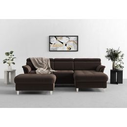 Sit & More Ecksofa SIT & MORE, B:257cm T:166cm, braun, 98% Polyester, 2% Polyamid, Wohnzimmer, Sofas, "Marano L-Form", inklusive Kopfteilverstellung, wahlweise