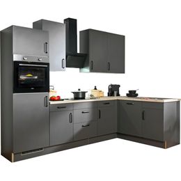 Wiho-K&uuml;chen Winkelk&uuml;che WIHO K&Uuml;CHEN, B:285cm T:175cm, grau, Komplettk&uuml;chen-Sets, ""Simi", mit verstellbaren F&uuml;&szlig;en, wahlweise mit E-Ger&auml;ten", Soft-Close-Funktion