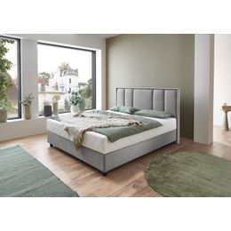 Boxbett, B:185cm L:213cm, grau, ATLANTIC HOME COLLECTION, Komplettbetten, "ARLA", mit Taschen-Federkernmatratze und Bettkasten