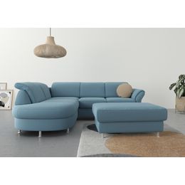 Sit & More Ecksofa SIT & MORE, B:250cm H:78cm T:212cm, blau, Webstoff (100% Polyester);Struktur weich (90% Polyester, 10% Polyamid);Luxus-Micofaser Euphoria