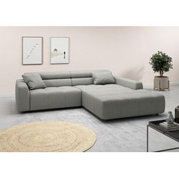 Ecksofa 3C CANDY, B:258cm H:68cm T:217cm, silber, 96% Polyester, 4% Polyacryl, Sofas, "Denver auch mit Cord- und Easy care-Bezug, Kopfteilverstellung