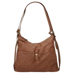 Samantha Look Damen Shopper, braun, Leder, Taschen, echt Leder, Made in Italy