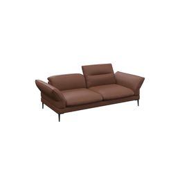 2,5-Sitzer FLEXLUX, B:215cm H:88cm T:105cm, braun, 100% Echtleder, Sofas, "Salino, Funktionssofa, Relaxsofa", Sofa mit Arm- und