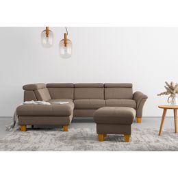 Ecksofa Home Affaire, B:249cm H:84cm T:217cm, braun, 100% Polyester, Sofas, "Lindgren L-Form", wahlweise mit TV-Funktion, Stauraum und