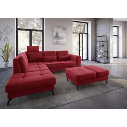 Sit & More Ecksofa SIT & MORE, B:258cm H:84cm T:226cm, rot, Wohnzimmer, Sofas, "Bendigo L-Form", inklusive Sitztiefenverstellung, Bodenfreiheit 12 cm, in 2