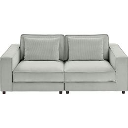 2-Sitzer, B:198cm H:83cm T:126cm, grau, ATLANTIC HOME COLLECTION, Sofas, "Valan", XXL-Sitzfläche, mit Cord-Bezug, frei stellbar, mit
