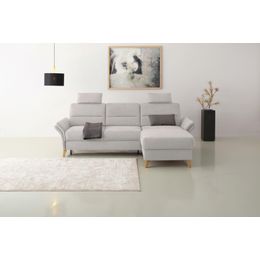 Ecksofa Home Affaire, B:252cm H:90cm T:162cm, silber, 98% Polyester 2% Polyamid, Wohnzimmer, Sofas, "Westerland L-Form", Federkern-Polsterung,