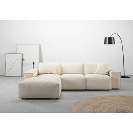 Ecksofa Andas, B:264cm H:71cm T:191cm, beige, 100% Polyester, Wohnzimmer, Sofas, "Glimminge L-Form auch in Breitcord, Feincord + Easy care-Bezug",