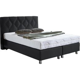 Boxspringbett, B:155cm L:210cm, schwarz, Westfalia Schlafkomfort, Bezug Bett: Microvelours (100% Polyester) oder Feinstruktur (100% Polyester);Bezug