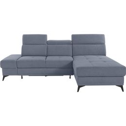 Ecksofa Inosign, B:246cm H:83cm T:173cm, blau, Webstoff (100% Polyester);Luxus-Microfaser Paris (90% Polyester/10% Polyamid);Struktur fein (100%
