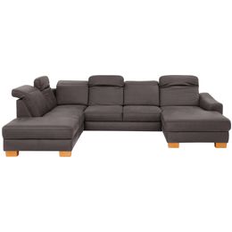 Wohnlandschaft Home Affaire, B:338cm H:86cm T:219cm, grau, Luxus-Microfaser Lederoptik (100% Polyester), Sofas, "Dundee U-Form", wahlweise mit