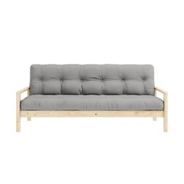 Schlafsofa Karup Design, B:205cm H:79cm T:95cm, grau, Matratzenmaterialzusammensetzung: Futonmatratze mit Knopfheftung, Höhe 14 cm, aus recyceleten
