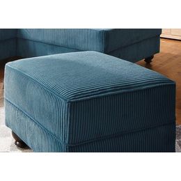 Hocker Home Affaire, B:59cm H:46cm T:59cm, blau, Luxus-Microfaser (100% Polyester);Samtcord &raquo;Ribbon&laquo; (88% Polyester 12% Polyacryl), Wohnzimmer,