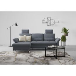 Ecksofa Inosign, B:275cm H:89cm T:175cm, blau, 100%Polyester, Wohnzimmer, Sofas, "Palm Beach L-Form", Federkern, mit Sitztiefenverstellung, wahlweise