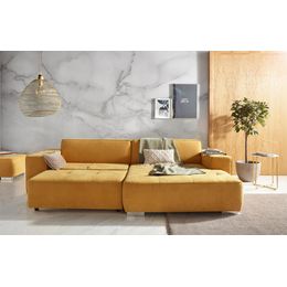Ecksofa Inosign, B:293cm H:78cm T:172cm, gelb, Struktur fein (100% Polyester);Luxus-Microfaser weich (90% Polyester, 10% Polyacryl);Struktur