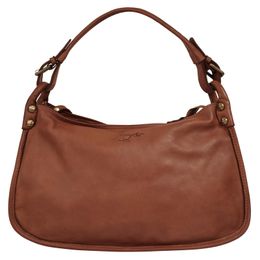 Samantha Look Damen Henkeltasche, braun, Leder, vintage, Taschen, echt Leder, Made in Italy