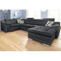 Sit & More Wohnlandschaft SIT & MORE, B:336cm H:93cm T:193cm, schwarz, Kunstleder SOFTLUX;Struktur ( 100% Polyester), Sofas, "Top Andiamo U-Form", mit