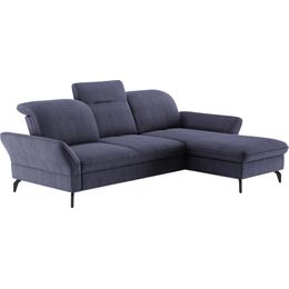 Sit & More Ecksofa SIT & MORE, B:267cm H:88cm T:200cm, blau, 90% Polyester, 10% Polyamid, Wohnzimmer, Sofas, "Leandro L-Form", Wahlweise mit Bett-, Kopfteil -