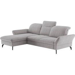 Sit & More Ecksofa SIT & MORE, B:267cm H:88cm T:200cm, silber, 90% Polyester, 10% Polyamid, Wohnzimmer, Sofas, "Leandro L-Form", Wahlweise mit Bett-, Kopfteil -