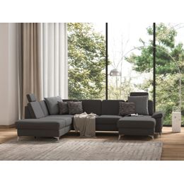Sit & More Wohnlandschaft SIT & MORE, B:340cm H:89cm T:228cm, grau, Sofas, "Padua U-Form", inklusive Sitztiefenverstellung, Armteilfunktion und Federkern