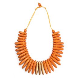 Damen Kette mit Anhänger "Maresa", orange, Basic, Collezione Alessandro, Holz, Halsketten, mit länglichen Holzperlen