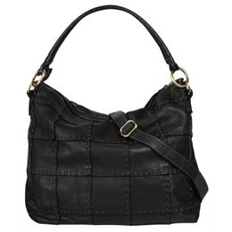Samantha Look Damen Shopper, schwarz, Leder, leicht glänzend, unifarben, Taschen, echt Leder, Made in Italy