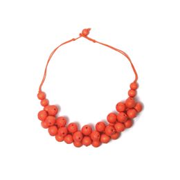 Damen Kette mit Anhänger "Lea", orange, Basic, Collezione Alessandro, Holz, Halsketten, handgeknotete Holzkugeln