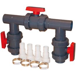 Bypass-Set KWAD, B:5cm, schwarz, Kunststoff, Absperrventile, "Bypass Kit D50", f&uuml;r W&auml;rmepumpen oder Salzanlagen