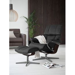 Relaxsessel stressless, B:92cm H:100cm T:80cm, grau, Microfaser DINAMICA (88% Polyester, 12% Polyurethan), Wohnzimmer, Sessel, "Reno", mit Hocker,