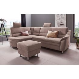 Ecksofa Places of Style, B:250cm H:90cm T:175cm, braun, Struktur imprägniert (100% Polyester);Luxus-Microfaser ALTARA NUBUCK (100%