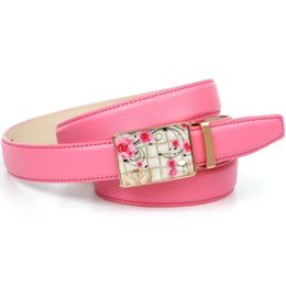 Anthoni Crown Damen Lederg&uuml;rtel, rosa, Gr. 75, unifarben, Leder, G&uuml;rtel, mit Glaskristallen besetzter Schlie&szlig;e, florales Muster