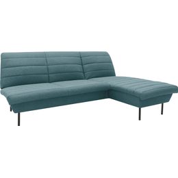 Ecksofa, B:214cm H:92cm T:168cm, blau, LOOKS by Wolfgang Joop, 100% Polyester, Wohnzimmer, Sofas, "LOOKS IX L-Form", Quersteppung, ohne Armlehnen