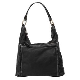 CLUTY Damen Shopper, schwarz, Leder, leicht glänzend, unifarben, Taschen, echt Leder, Made in Italy