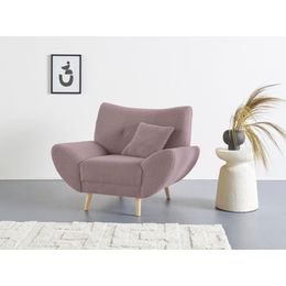 Sessel Home Affaire, B:112cm H:80cm T:82cm, rosa, (100% Polyester) Struktur fein (100% Polyester) Chenille, Sessel, "Basta"