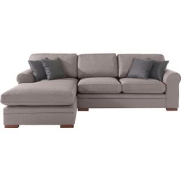 Ecksofa Home Affaire, B:279cm H:92cm T:178cm, beige, 100% Polyester, Wohnzimmer, Sofas, "Broughton L-Form", weicher Sitzkomfort, incl. 4 Zierkissen,