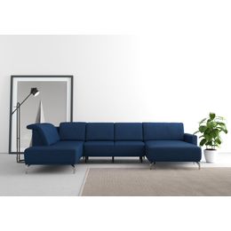 Sit & More Wohnlandschaft SIT & MORE, B:337cm H:84cm T:205cm, blau, Sofas, "Bailando U-Form", wahlweise mit Kopfteilverstellung und Vorziehsitz, motorisch