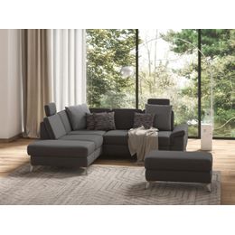 Sit & More Ecksofa SIT & MORE, B:276cm H:89cm T:228cm, grau, Wohnzimmer, Sofas, "Padua L-Form", inklusive Sitztiefenverstellung, Armteilfunktion und Federkern