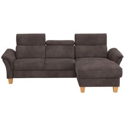 Ecksofa Home Affaire, B:256cm H:84cm T:167cm, braun, 100% Polyester, Wohnzimmer, Sofas, "Conville L-Form", Federkern, wahlweise mit Bettfunktion und