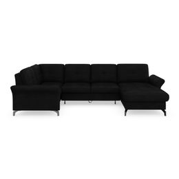 Wohnlandschaft Places of Style, B:326cm H:91cm T:188cm, schwarz, 90% Polyester 10% Polyamid, Sofas, "Calando U-Form", wahlweise mit Bettfunktion,