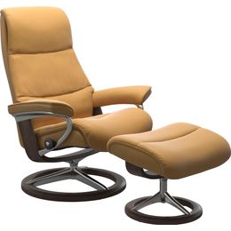Relaxsessel stressless, B:82cm H:109cm T:81cm, gelb, Wohnzimmer, Sessel, "View", mit Signature Base, Größe M,Gestell Wenge