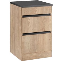 Unterschrank Optifit, B:50cm H:88cm T:60cm, braun, Küche, Schränke, "Roth", Breite 50 cm