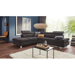 Ecksofa, B:272cm H:98cm T:232cm, braun, exxpo - SOFA FASHION, Luxus-Kunstleder;Webstoff (100% Polyester);Webvelours (100% Polyester), Wohnzimmer,