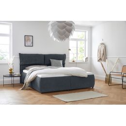 Polsterbett Andas, B:208cm L:225cm, blau, Struktur weich (85% Polyester/15% Nylon), Betten, "Jenson", als Bettgestell oder mit 3 Matratzenarten und