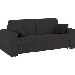 Schlafsofa Home Affaire, B:220cm H:85cm T:100cm, schwarz, Struktur/Luxus-Microfaser (100% Polyester);Struktur fein ( 100% Polyester), Wohnzimmer,