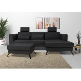 Sit & More Ecksofa SIT & MORE, B:261cm H:88cm T:172cm, schwarz, 98% Polyester 2%Polyamid, Wohnzimmer, Sofas, "Olsen L-Form", inklusive Sitztiefenverstellung,
